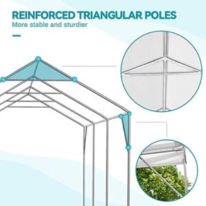 ADVANCE OUTDOOR 12x20 ft Heavy Duty Carport with Sidewalls and Doors, Adjustable Height from 9.5 ft to 11 ft, Car Canopy Garage Party Tent Boat Shelter with 8 Reinforced Poles and 4 Sandbags, White