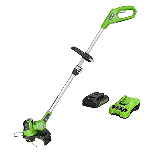 Greenworks 24V 12" Cordless String Trimmer / Edger, 2.0Ah Battery and Charger Included