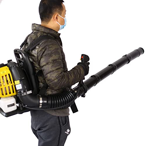 Voohek Backpack Leaf Blower, Gas-Powered, 52cc 2-Cycle Engine, Gasoline Blower, 530CFM, 248MPH, Yellow