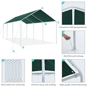 ABCCANOPY 10x20 FT Carport Garage Car Boat Shelter Party Tent,Forest Green