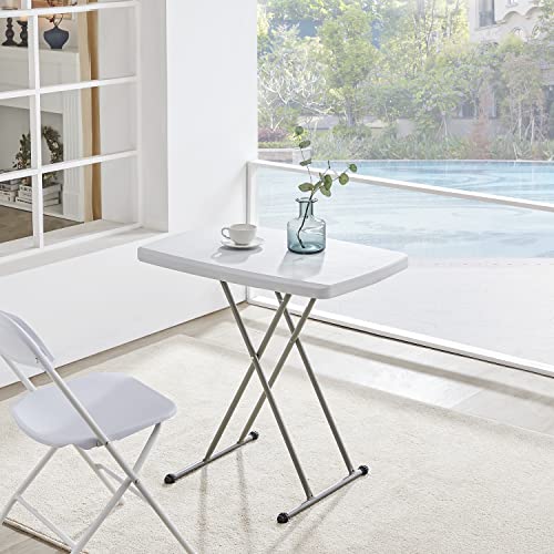 Naomi Home Personal Folding Table, Small Table, TV Dinner Table, Adjustable Table, Portable Desk, Outdoor Side Table, Portable Desk for Parties and Picnic – White