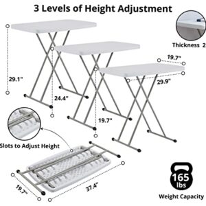 Naomi Home Personal Folding Table, Small Table, TV Dinner Table, Adjustable Table, Portable Desk, Outdoor Side Table, Portable Desk for Parties and Picnic – White