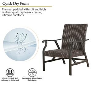 Ulax Furniture Outdoor Wicker Club Chairs Patio Wicker Padded Rocking Motion Conversation Arm Chair for Poolside, Garden, Porch, Set of 2