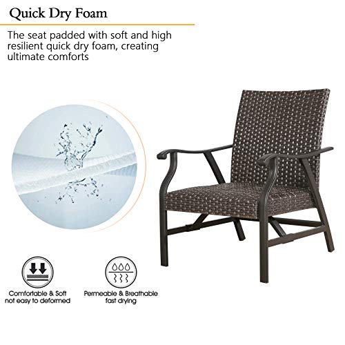 Ulax Furniture Outdoor Wicker Club Chairs Patio Wicker Padded Rocking Motion Conversation Arm Chair for Poolside, Garden, Porch, Set of 2