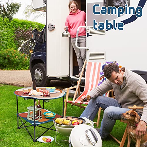 LESES Beach Table Tailgate Table Portable Picnic Table with 4 Cup Holders and Carrying Bags Folding Camping Tables That Fold Up Lightweight for Outdoors/Camping/Hiking