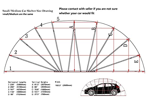 Ikuby Medium Carport, Car Shelter, Car Canopy, Car Garage, Car shed, Car House, Car Park, Foldable, Retractable, Lockable, Durable Shelter