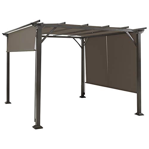 Tangkula 2PCS 16x4 Ft Universal Replacement Canopy for Pergola Structure, Outdoor Shade Canopy Cover, Waterproof Polyester Cover for Durable Use (Cover only) (Tan)