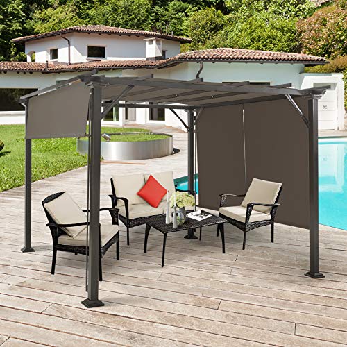 Tangkula 2PCS 16x4 Ft Universal Replacement Canopy for Pergola Structure, Outdoor Shade Canopy Cover, Waterproof Polyester Cover for Durable Use (Cover only) (Tan)