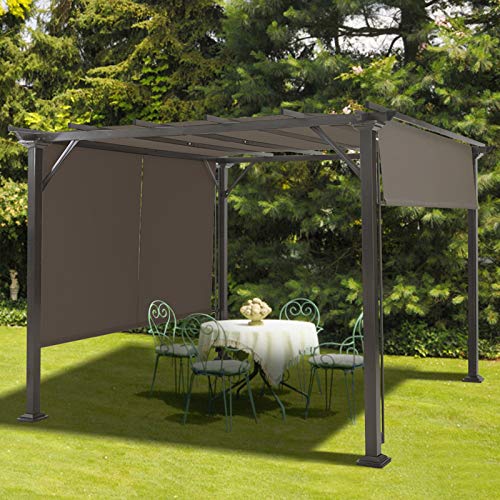 Tangkula 2PCS 16x4 Ft Universal Replacement Canopy for Pergola Structure, Outdoor Shade Canopy Cover, Waterproof Polyester Cover for Durable Use (Cover only) (Tan)