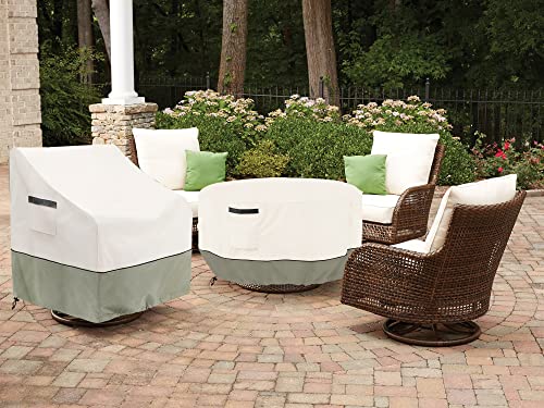 LSongSKY Round Patio Table Cover,Round Patio Table Covers For Outdoor Furniture Waterproof,Suitable For 36 inch Round Patio Table(36"DIA x 23"H),White&Grayish Green