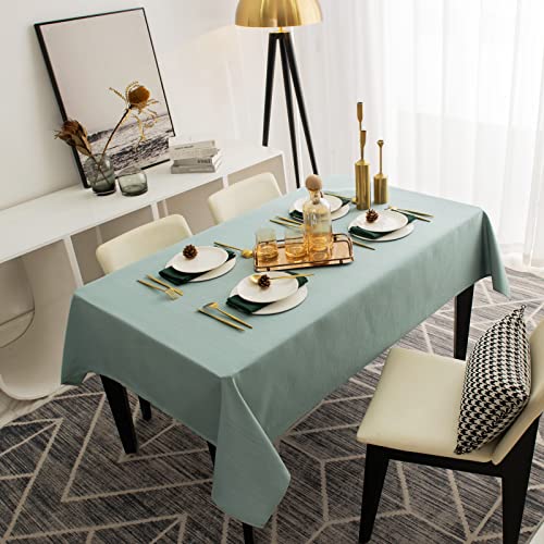 Joyfol Day Soild Stripe Jacquard Heavy Duty Table Cloth,Wrinkle Resistant Woven Decorative Square Tablecloths, Spillproof Soil Resistant Holiday Table Cover(Light Teal Green, 54 X 54 INCH)