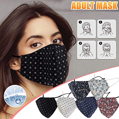 Reusable Face Bandanas with Adjustable Strap for Adults Unisex Washable Printing Cotton Oral Protection Mouth Covering