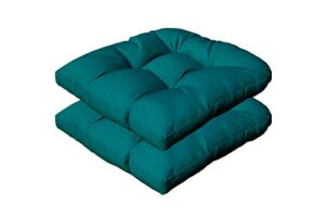 sewker outdoor/indoor tufted wicker seat cushions, 19″ x 19″ for patio chair furniture set of 2 – teal