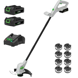 soyus cordless string trimmer 10 inch weed wacker cordless 20v electric weed wacker, 2 pcs 2.0ah battery weed trimmer edger, lightweight grass trimmer with 8pcs replace spool trimmer lines