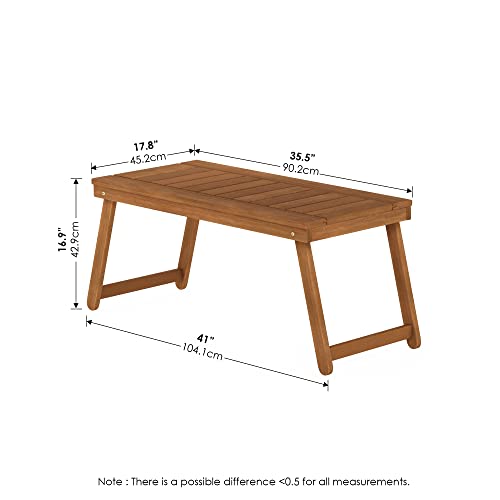 Furinno Tioman Outdoor Hardwood Coffee Folding Table, Natural