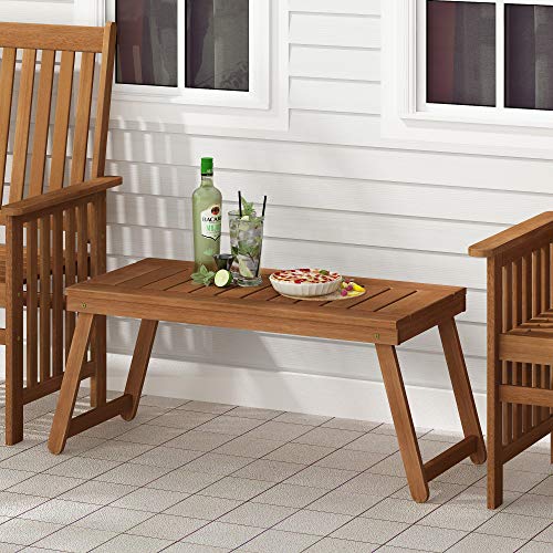 Furinno Tioman Outdoor Hardwood Coffee Folding Table, Natural