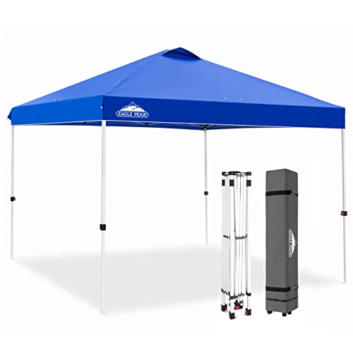 EAGLE PEAK 10x10 Pop Up Canopy Tent Instant Outdoor Canopy Easy Set-up Straight Leg Folding Shelter with 100 Square Feet of Shade, (Blue)