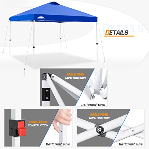 EAGLE PEAK 10x10 Pop Up Canopy Tent Instant Outdoor Canopy Easy Set-up Straight Leg Folding Shelter with 100 Square Feet of Shade, (Blue)