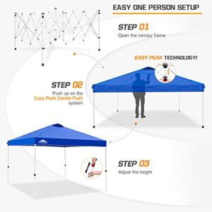 EAGLE PEAK 10x10 Pop Up Canopy Tent Instant Outdoor Canopy Easy Set-up Straight Leg Folding Shelter with 100 Square Feet of Shade, (Blue)