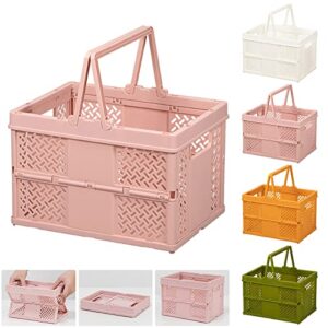 multifunction outdoor picnic basket supermarket shopping basket spring outing vegetable basket portable carry basket vegetable and fruit basket folding storage basket 1pcs (pink)