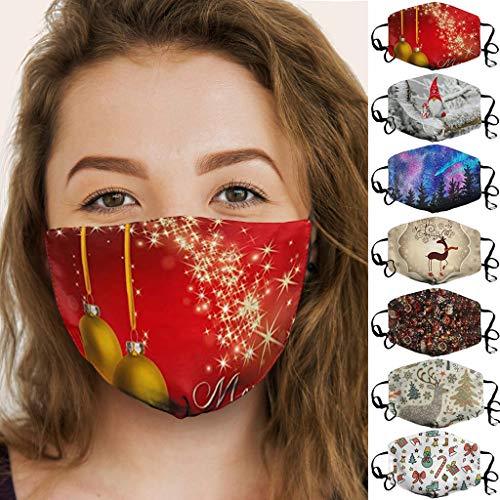 PENATE Christmas Print Resue Breathable Multi-Purpose Face C-Over Reuse Facemasks -Ship from U.S.