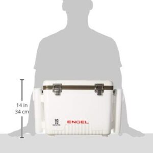 Engel UC19 19qt Leak-Proof, Air Tight, Fishing Drybox Cooler with Built-in Fishing Rod Holders, Also Makes The Perfect Small Hard Shell Lunchbox for Men and Women in White