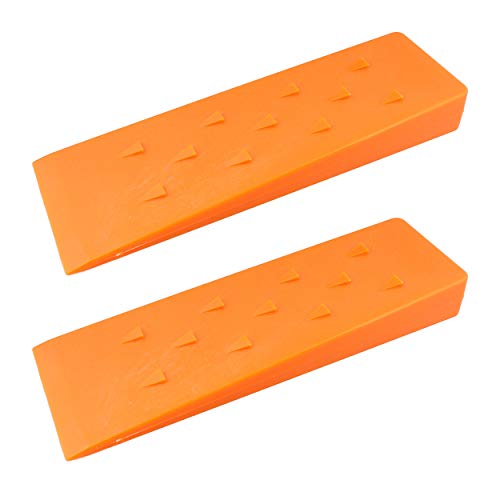 Felled Spiked Tree Felling Wedges for Tree Cutting – 10in Orange Plastic Felling Wedge, Logging Tools – 2 Pack