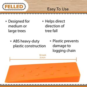 Felled Spiked Tree Felling Wedges for Tree Cutting – 10in Orange Plastic Felling Wedge, Logging Tools – 2 Pack