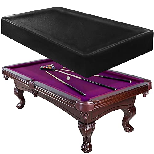 iCOVER Pool Table Cover Outdoor Heavy Duty Leather Waterproof Billiard Table Covers 7ft Black