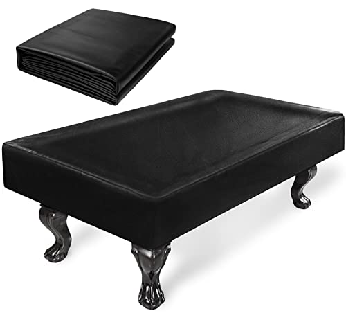 iCOVER Pool Table Cover Outdoor Heavy Duty Leather Waterproof Billiard Table Covers 7ft Black