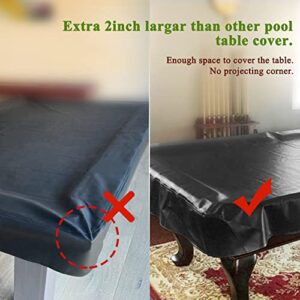 iCOVER Pool Table Cover Outdoor Heavy Duty Leather Waterproof Billiard Table Covers 7ft Black