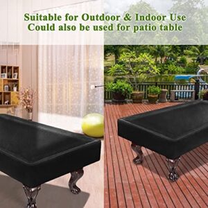 iCOVER Pool Table Cover Outdoor Heavy Duty Leather Waterproof Billiard Table Covers 7ft Black