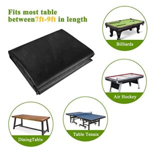 iCOVER Pool Table Cover Outdoor Heavy Duty Leather Waterproof Billiard Table Covers 7ft Black