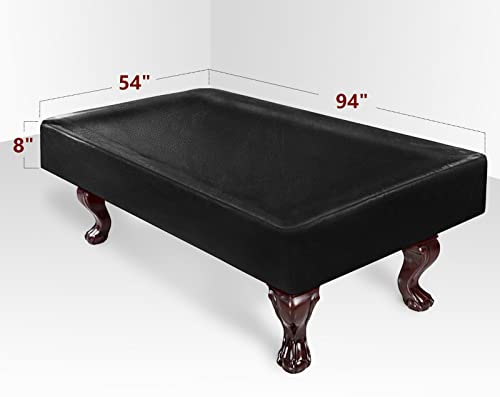 iCOVER Pool Table Cover Outdoor Heavy Duty Leather Waterproof Billiard Table Covers 7ft Black