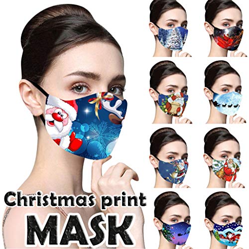 PENATE Adult Reusable Washable Facemasks 3D Christmas Print Mouth C-Over with Elastic Adjustable Earloop -Ship from U.S.