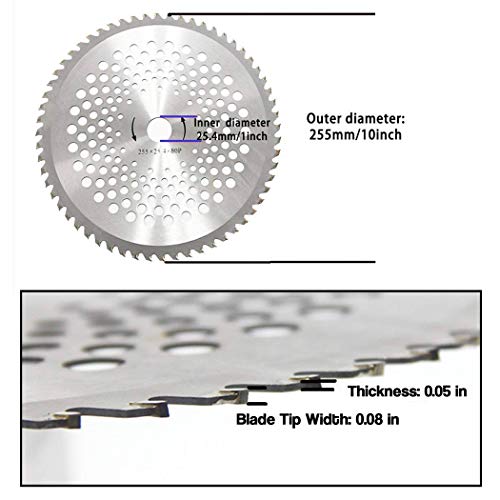 AR-PRO 2-Set 10" x 80T Carbide Tip Brush Blades with The Universal Adapter Kit – for Cutter, Trimmer, Weed Eater | Made from Premium Stainless Steel to Last Long | Cuts Like Butter