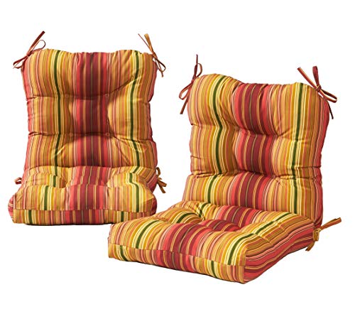 Greendale Home Fashions Outdoor Seat/Back Chair Cushion, 2 Count (Pack of 1), Cinnamon Stripe