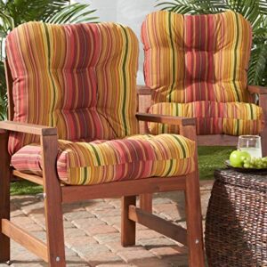 Greendale Home Fashions Outdoor Seat/Back Chair Cushion, 2 Count (Pack of 1), Cinnamon Stripe