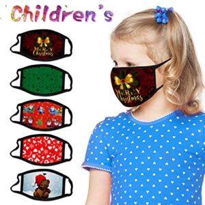 PENATE Kids' Merry Christmas Print Breathable Face Bandanas Reusable&Washable Cotton Comfortable Facemasks