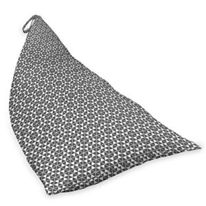 Ambesonne Geometric Lounger Chair Bag, Repeating Pattern of Intricate Symmetric Triangles in Greyscale Tones Print, High Capacity Storage with Handle Container, Lounger Size, Grey and White