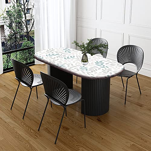 Spring Leaf Oval Fitted Tablecloths, Oval Elastic Edged Leaves Tablecloth Polyester Fitted Table Cover Wrinkle Resistant Decor Table Cloth Indoor Family Banquet and Outdoor Patio Use(68" X 48" )