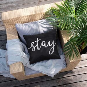 Pyonic Set of 2,Outdoor Waterproof Throw Pillow Covers,Square Pillow Covers Decorative Cushion Cover for Patio Garden Living Room Couch (Black, 18X18)