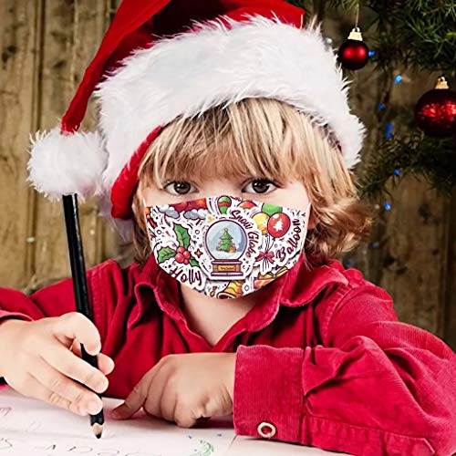 PENATE Children's Christmas Merry Christmas Printed Cotton Facemasks Breathable Outdoor Face Bandanas