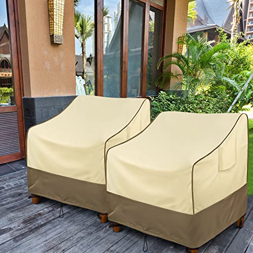 Asinking Patio Chair Covers for Outdoor Furniture, 100% Waterproof Heavy Duty Outdoor Chair Covers, Patio Furniture Cover for Lounge Deep Seat, 35"W x 38"D x 31"H, 2 Pack, Khaki/Brown