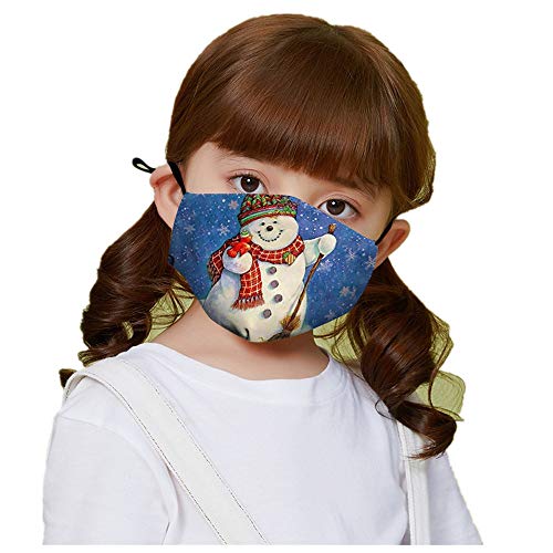 PENATE Children outdoor Cute Christmas Printing Adjustable Rope Washable Facemasks for Kids