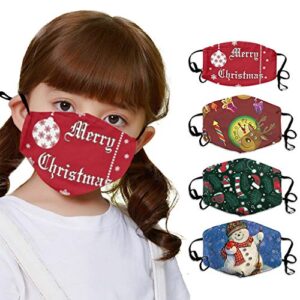 PENATE Children outdoor Cute Christmas Printing Adjustable Rope Washable Facemasks for Kids