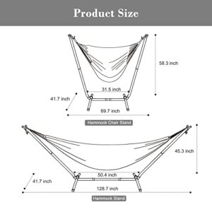 SUNCREAT 2-in-1 Hammocks Hammock Chair with Stand, 475 lbs Capacity, Heavy Duty Two Person Hammock with Stand, Patent Pending, Blue Stripe