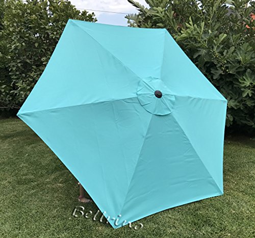 BELLRINO DECOR 10ft 6 ribs Replacement PEACOCK BLUE STRONG AND THICK Umbrella Canopy (Canopy Only) PEACOCK-106