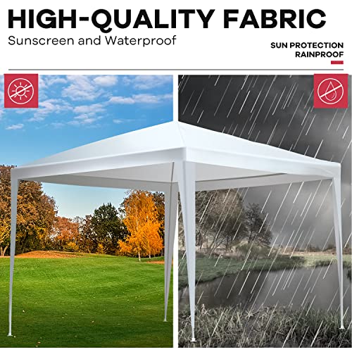 Party Tent 10 feet x 10 feet Gazebo Canopy Outdoor Tent for Parties Waterproof UV Protection Pavilion for Wedding, Camping, Events Shelter (White)