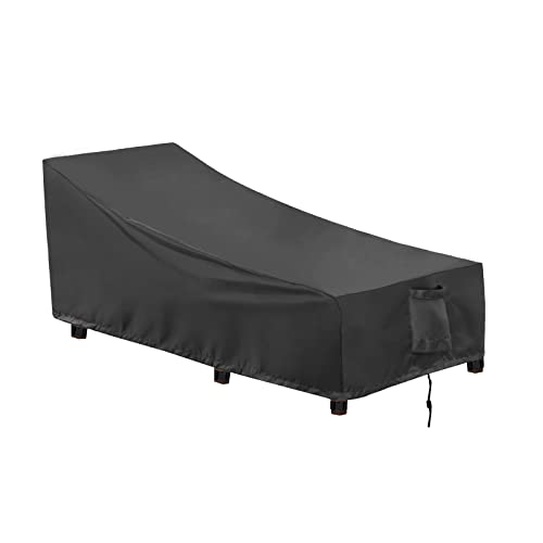 OutdoorLines Outdoor Waterproof Patio Chaise Lounge Chair Cover - UV Resistant Lounger Covers Heavy Duty Weatherproof Patio Sofa Furniture Covers, 1 Pack, 78Wx35.5Dx33H Inches, Black